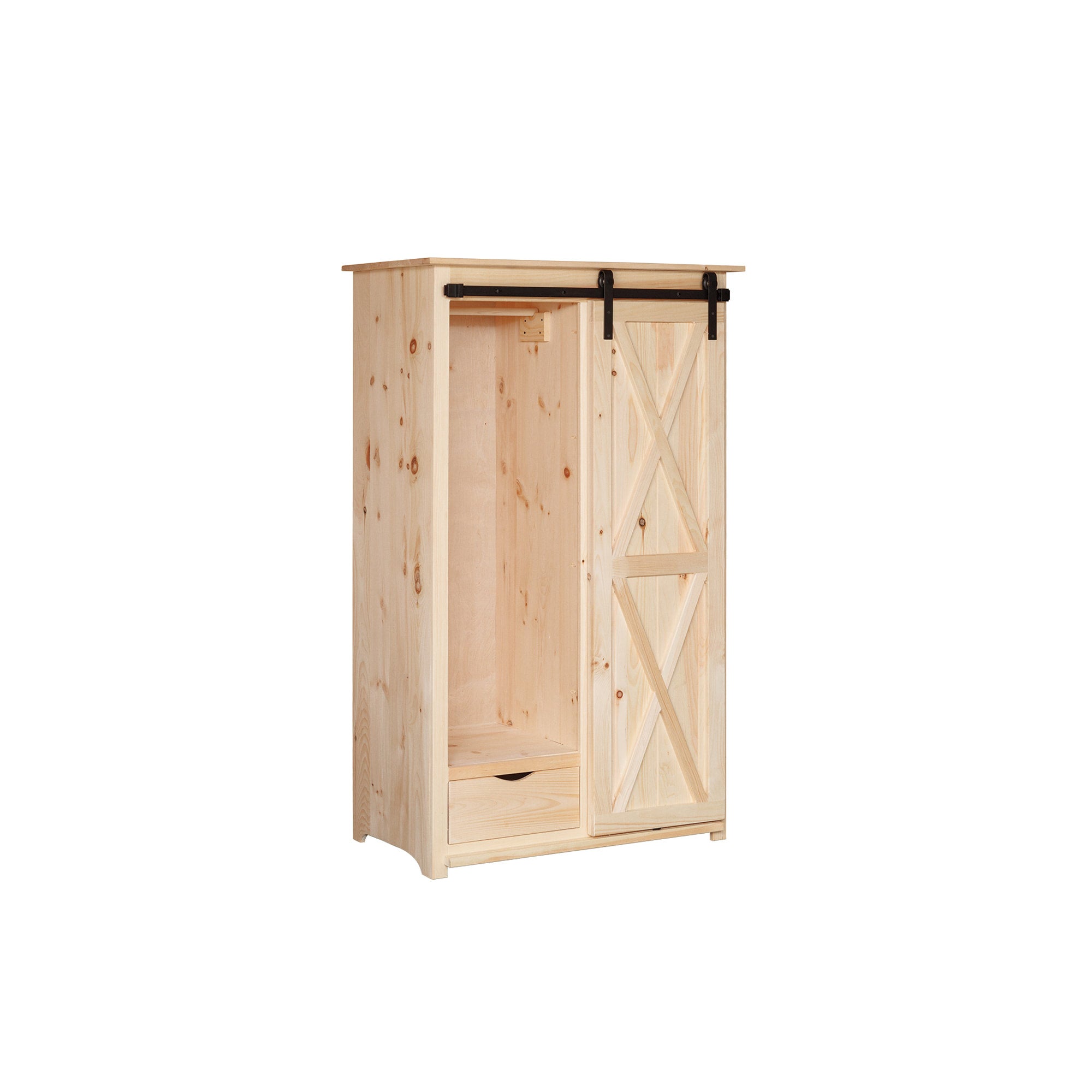 933 DAVID RIEHL WARDROBE W ROLLING BARN DOOR | Stillwater Wood & Iron